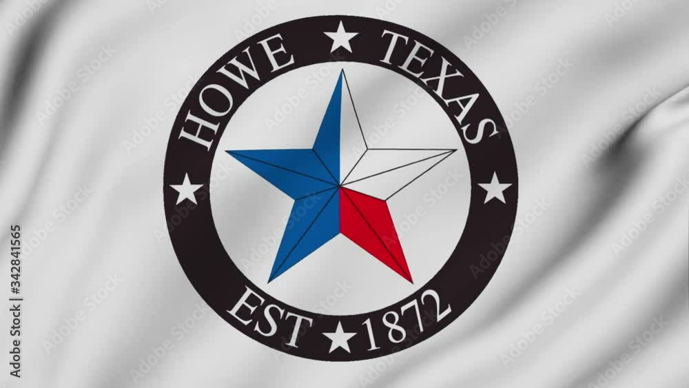 Howe city of Texas flag is waving 3D animation. Howe city of Texas ...