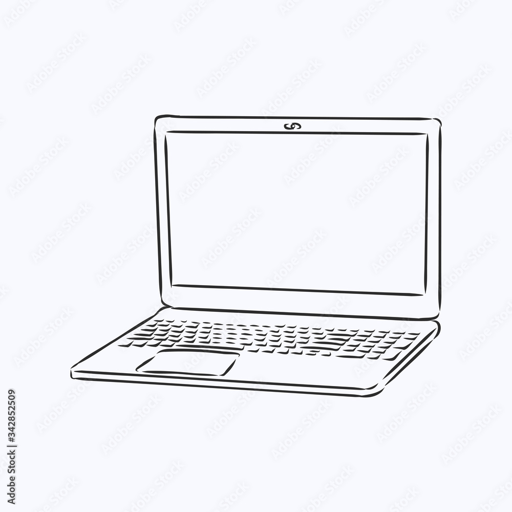 Laptop sketch vector illustration, laptop vector sketch illustration ...