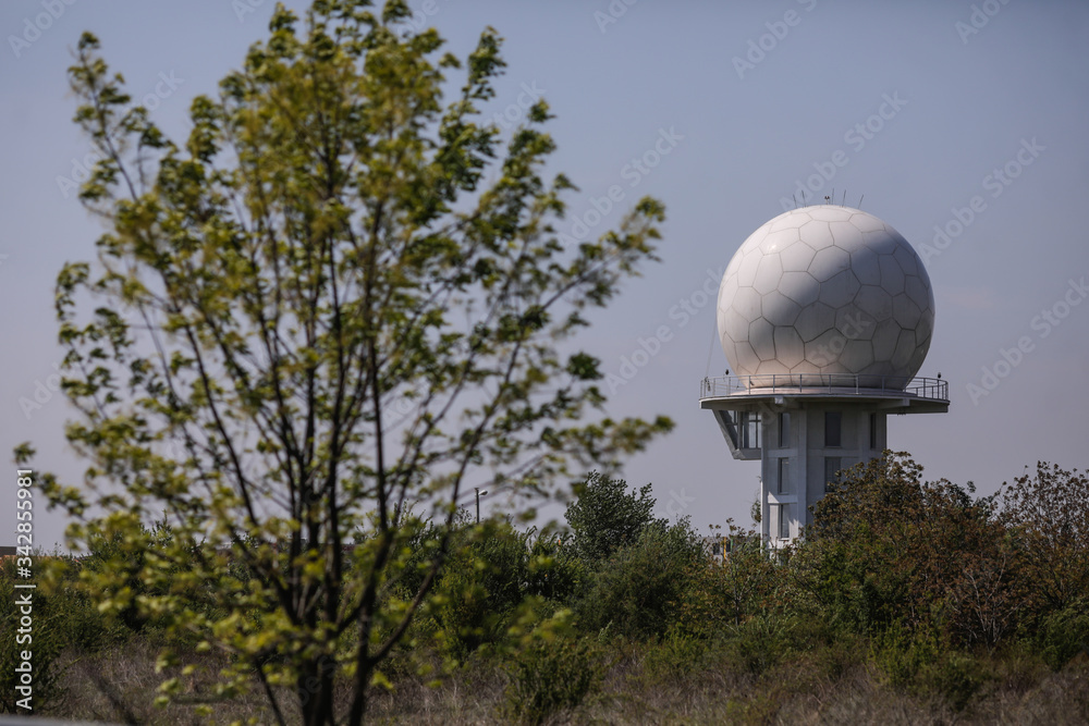 Radar structure on a military airport. Stock Photo | Adobe Stock