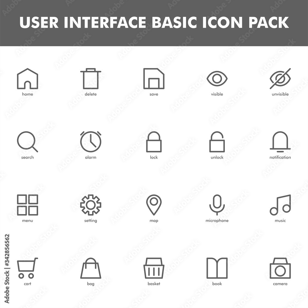 User interface icon pack isolated on white background. for your web ...