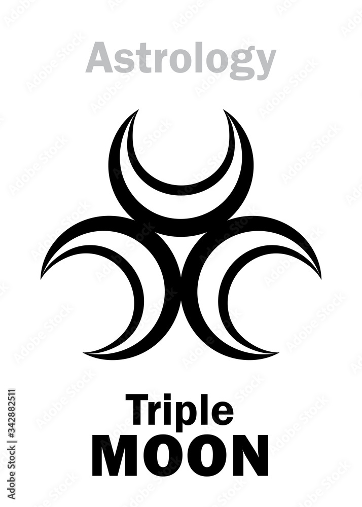 Astrology Alphabet: Triple MOON. Mystical symbol of Three-faced Goddess ...