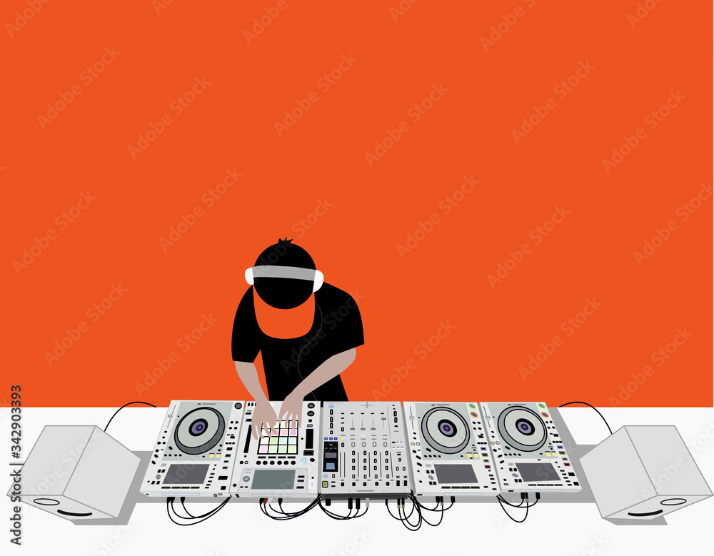Vector graphic for poster. Image on DJ and music themes. Material for ...
