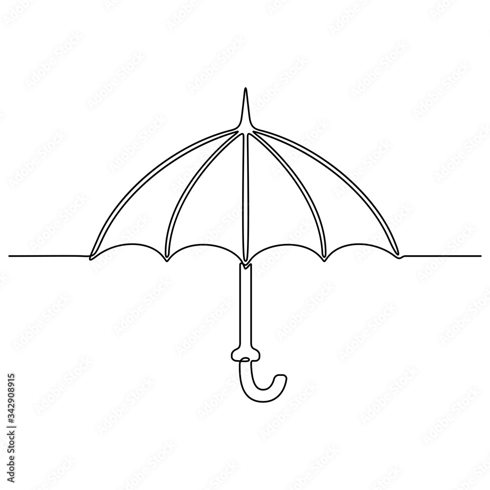Continuous line drawing. Umbrella. Black isolated on white background ...