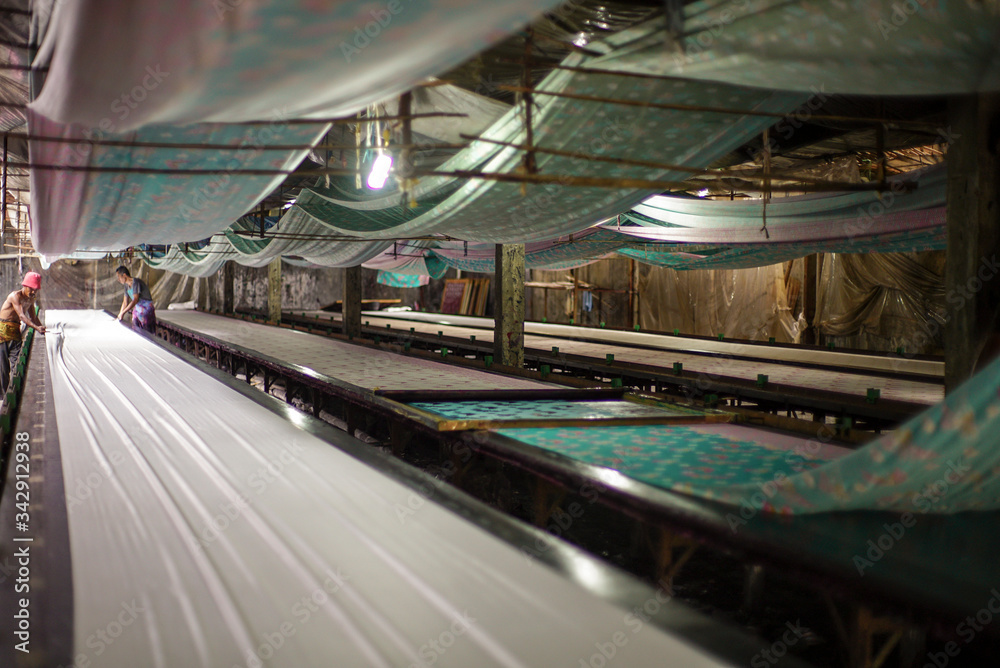 Indonesia 5 December 2020: the drying process of batik cloth that has ...