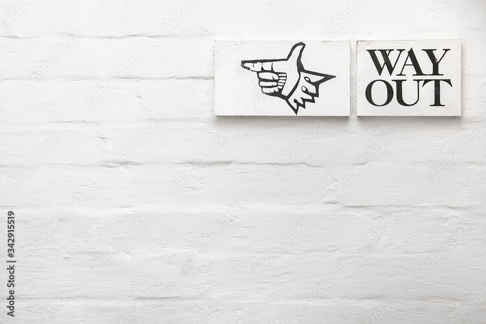 Way out sign with copyspace, exit sign template Stock Photo | Adobe Stock