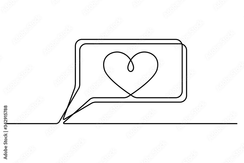 Continuous line drawing. Counter notification icon. Like. Black ...