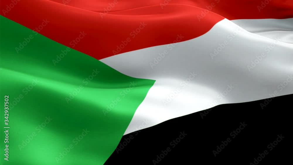 Sudan flag Motion Loop video waving in wind. Realistic Sudanese Flag background. Sudan Flag ...