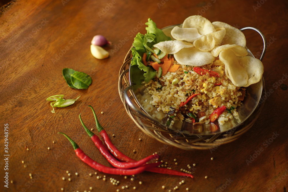 Indonesia Food Nasi Goreng Jawa. The popular Indonesian rice dish of ...