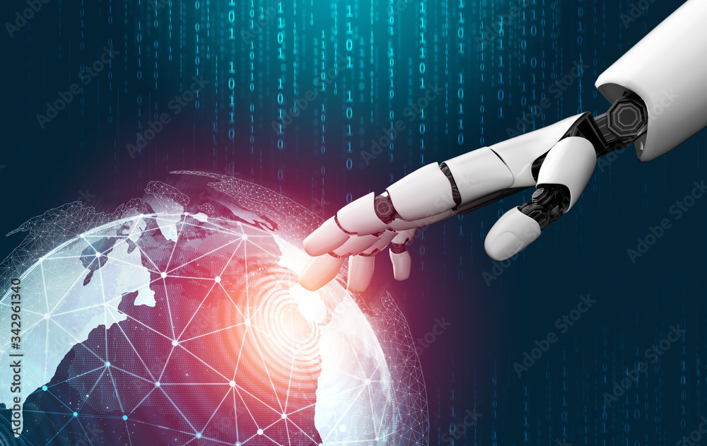 3D Rendering futuristic robot technology development, artificial ...