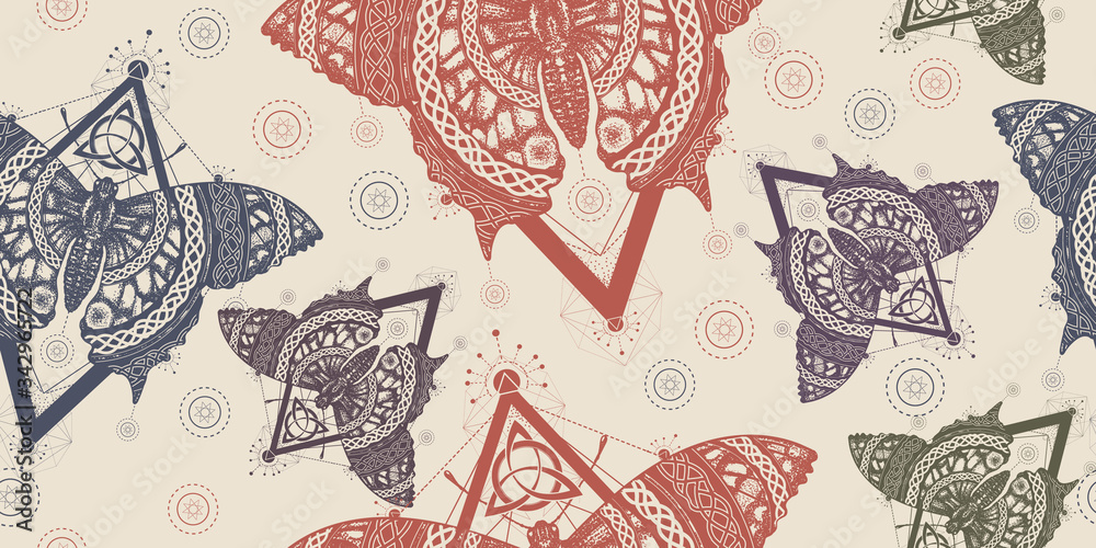 Celtic butterfly. Seamless pattern. Packing old paper, scrapbooking ...