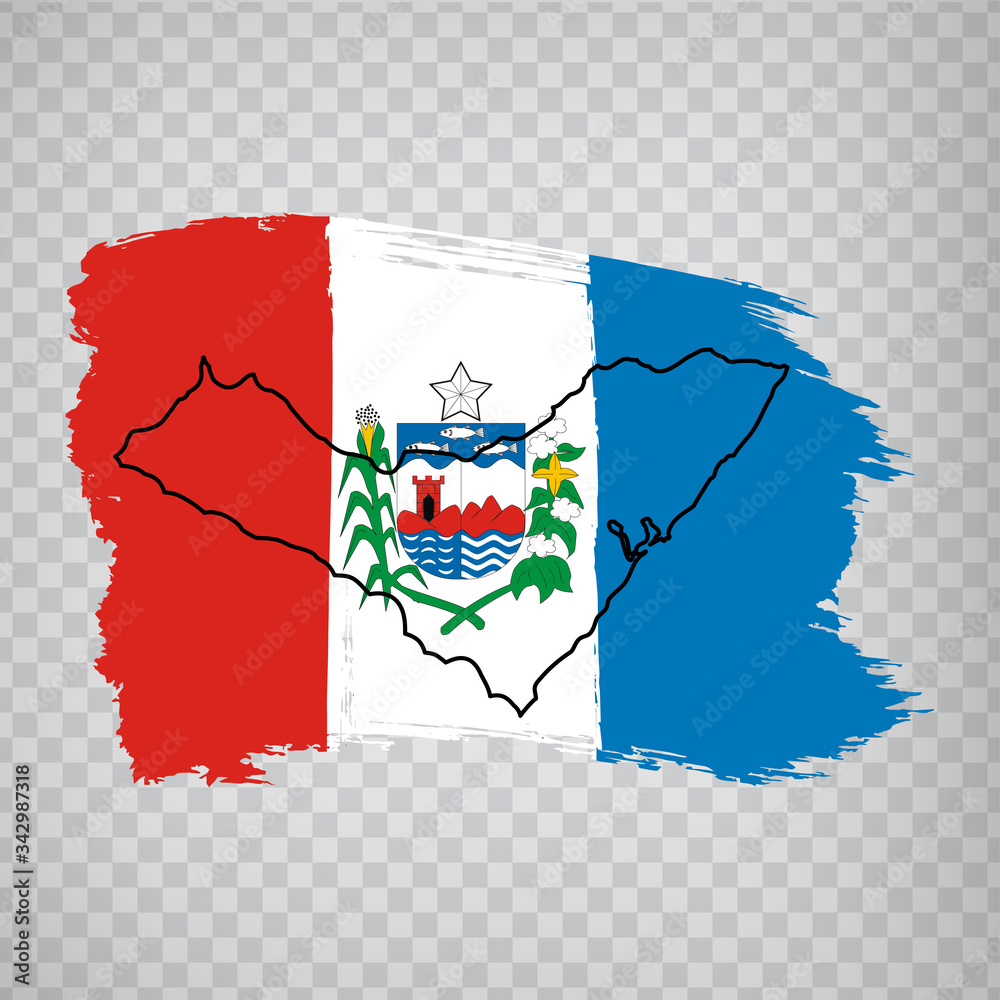 Flag of Alagoas from brush strokes. Blank map of Alagoas. Federal ...