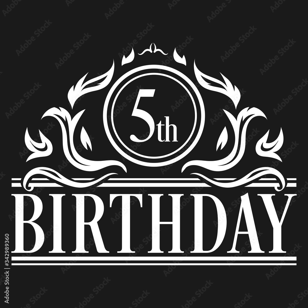 Luxury 5th Birthday Logo illustration vector Stock Vector | Adobe Stock