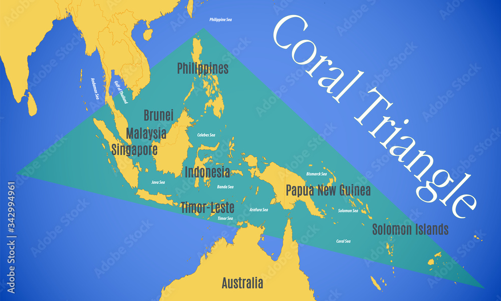 Vector map of the Coral Triangle Stock Vector | Adobe Stock
