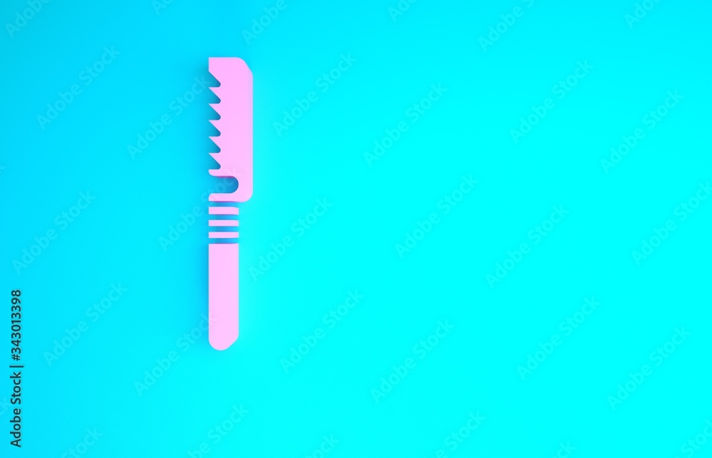 Pink Medical saw icon isolated on blue background. Surgical saw ...