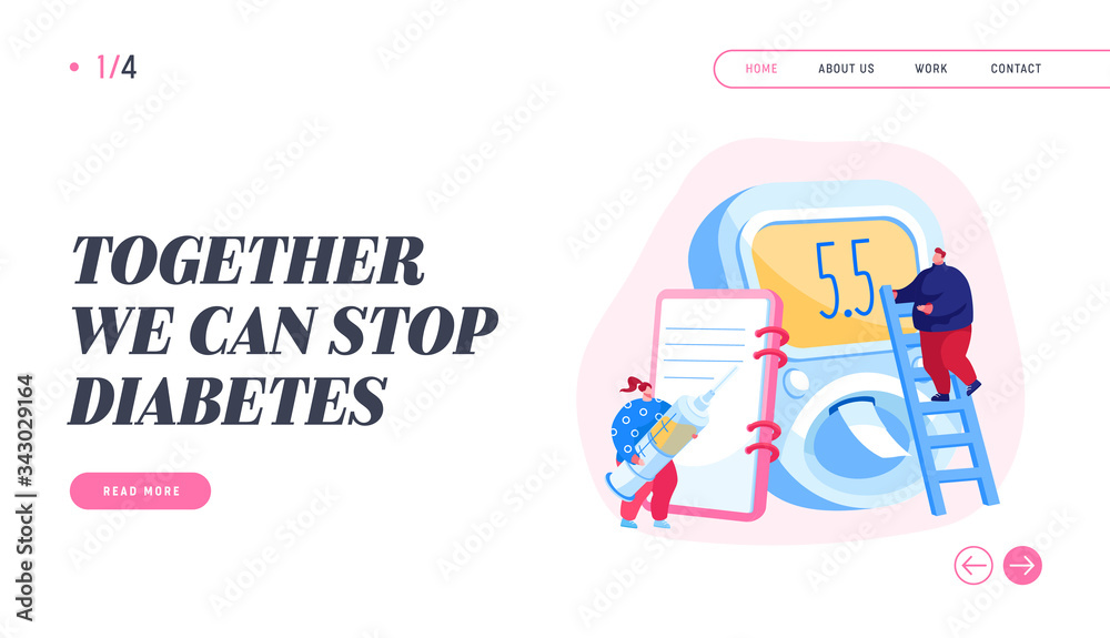 Tiny Characters with High Sugar Level in Blood, Diabetes Landing Page ...