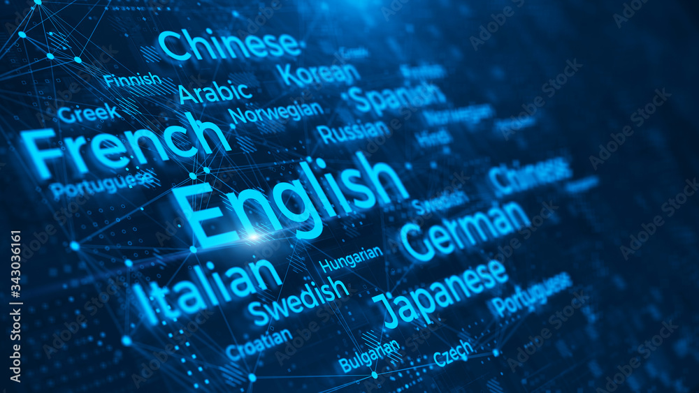 Languages of the world word cloud on blue background - languages learn ...