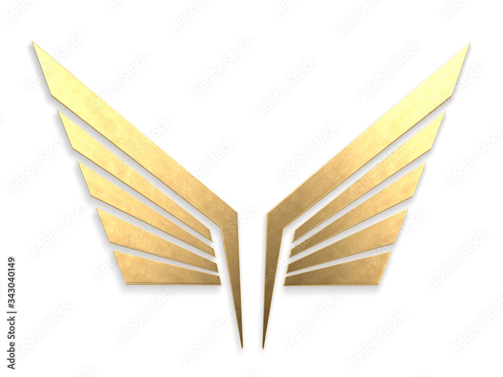 Metal wings symbol 3d rendering Stock Illustration | Adobe Stock