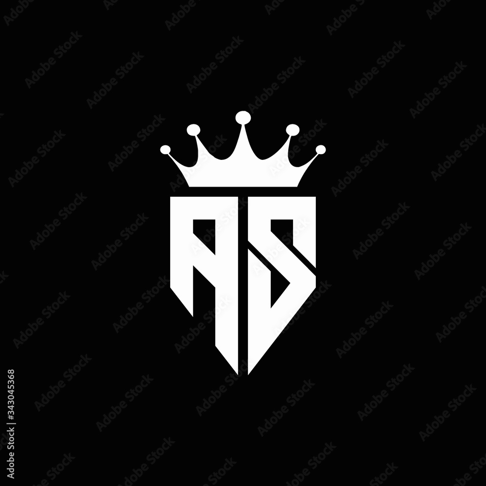 AS logo monogram emblem style with crown shape design template Stock ...