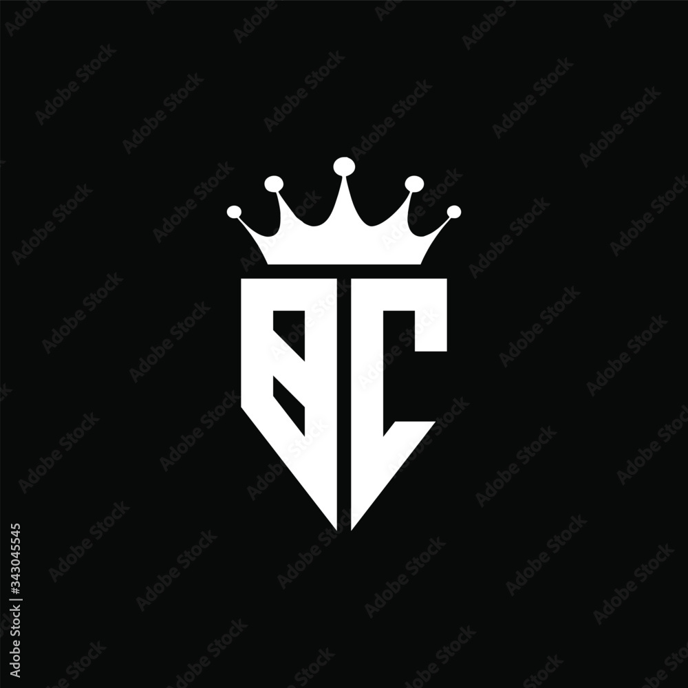BC logo monogram emblem style with crown shape design template Stock ...