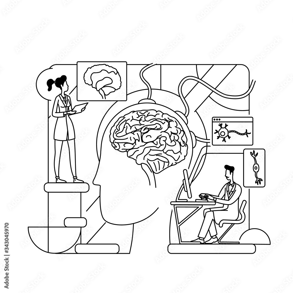 Vecteur Stock Neurological research thin line concept vector ...
