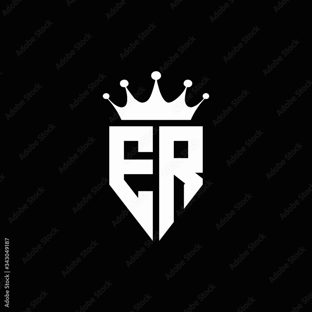 ER logo monogram emblem style with crown shape design template Stock ...