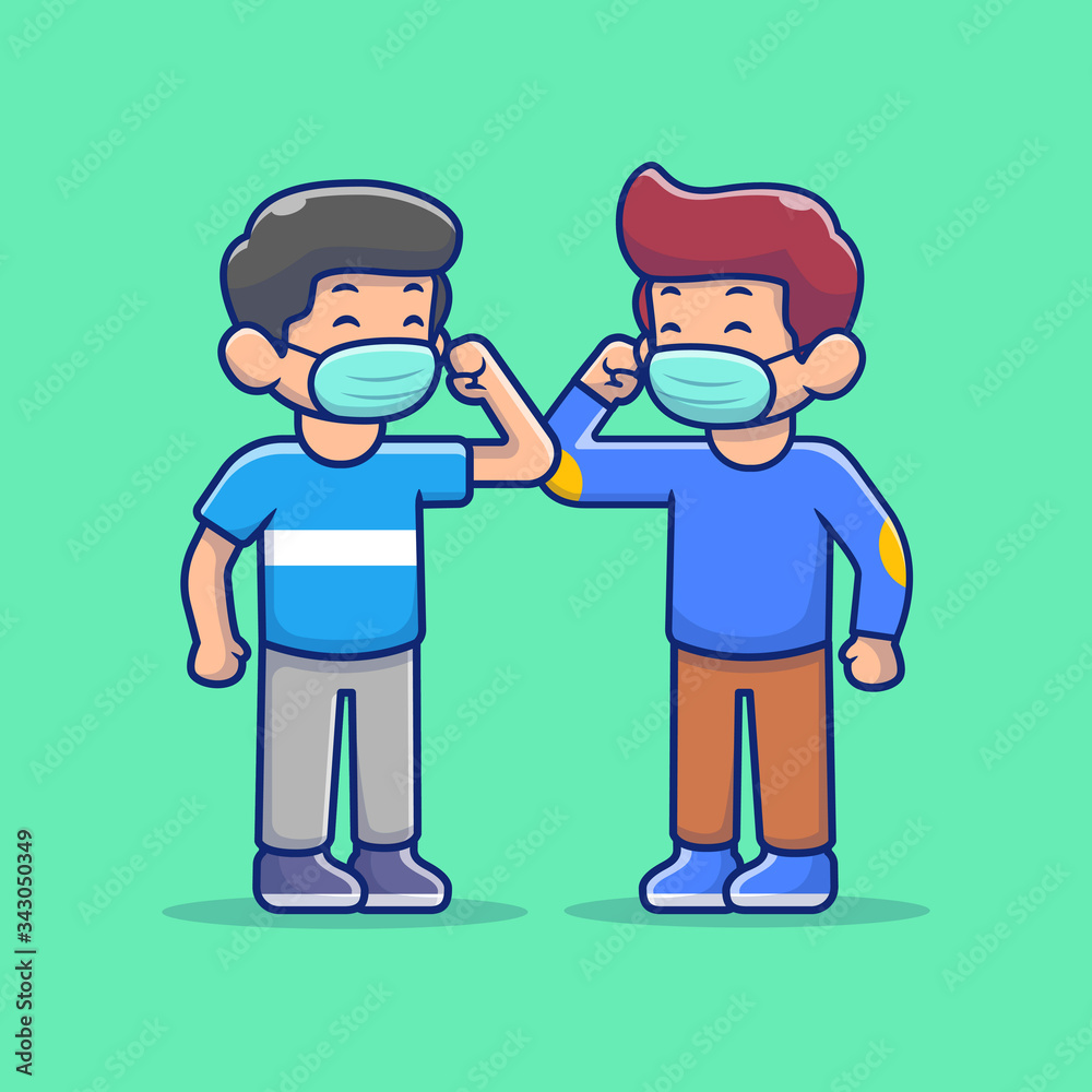 Elbow Bump People Vector Icon Illustration. Elbow Greeting People ...