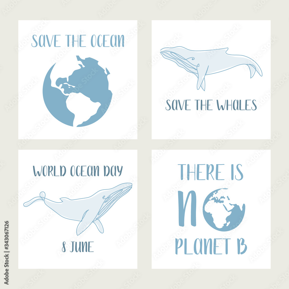 World ocean day, environment safety celebration. Save the whales ...