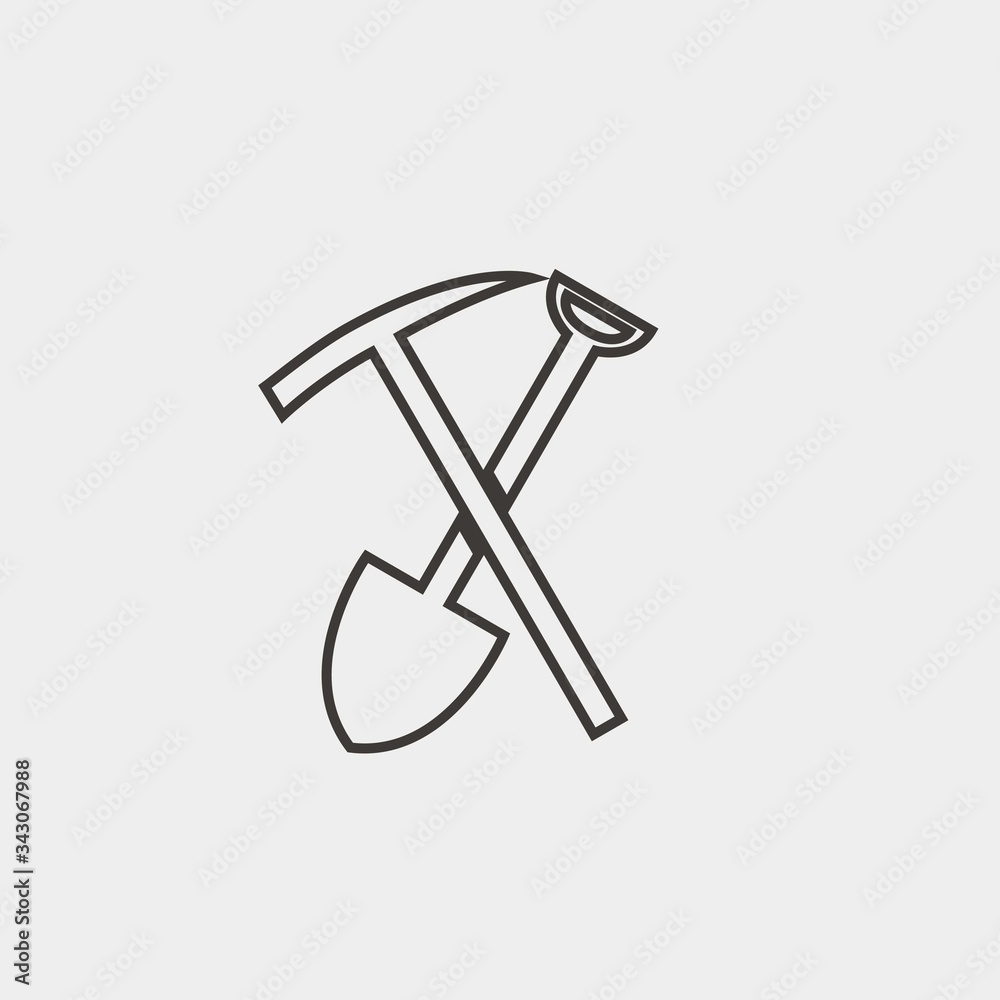 shovel and hoe icon vector illustration and symbol for website and ...
