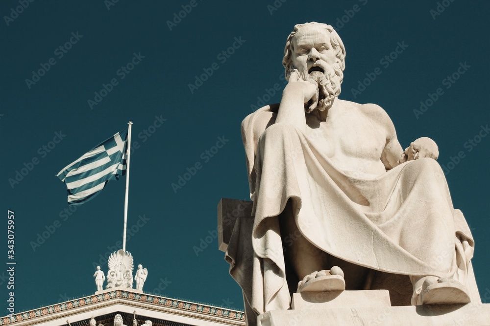 Statue of the ancient Greek philosopher Socrates in Athens, Greece ...