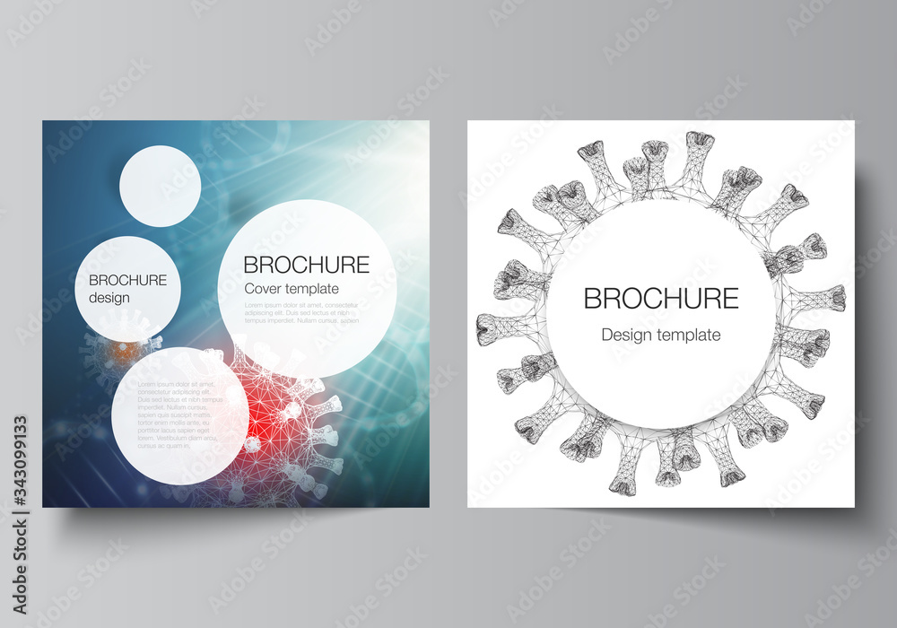Vector layout of two square cover templates for brochure, magazine ...
