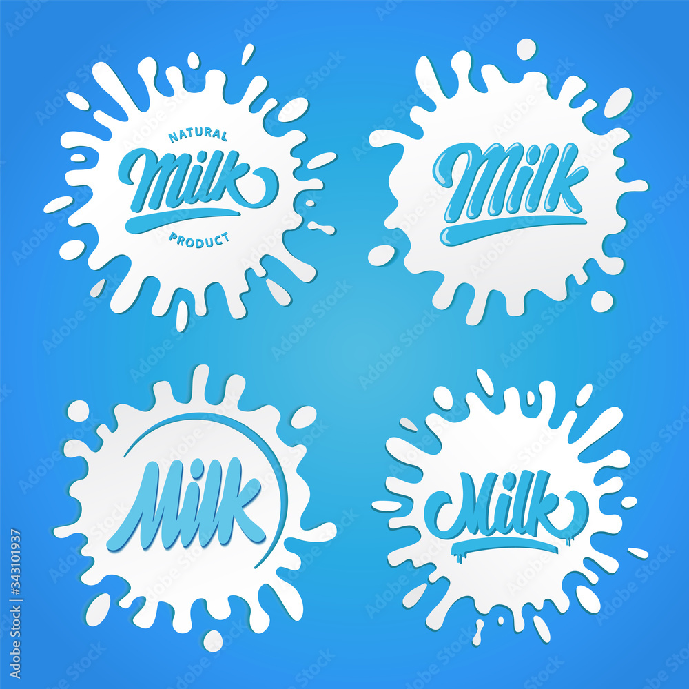 Vector milk logotypes and labels set. Label or badge for milk package ...