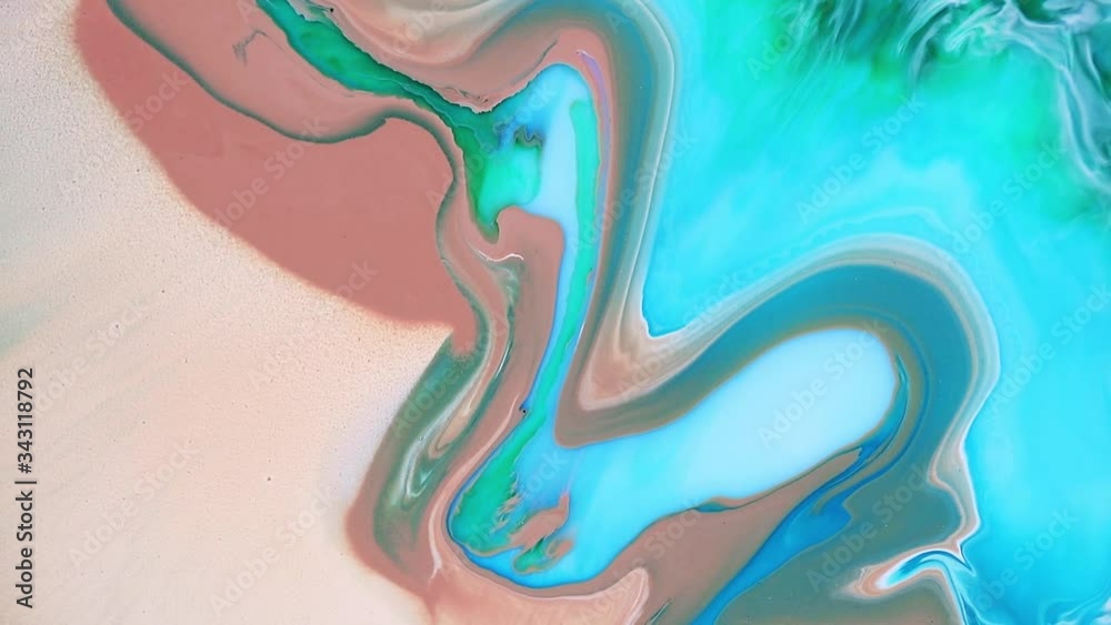Fluid art painting footage, trendy acrylic texture with colorful waves ...