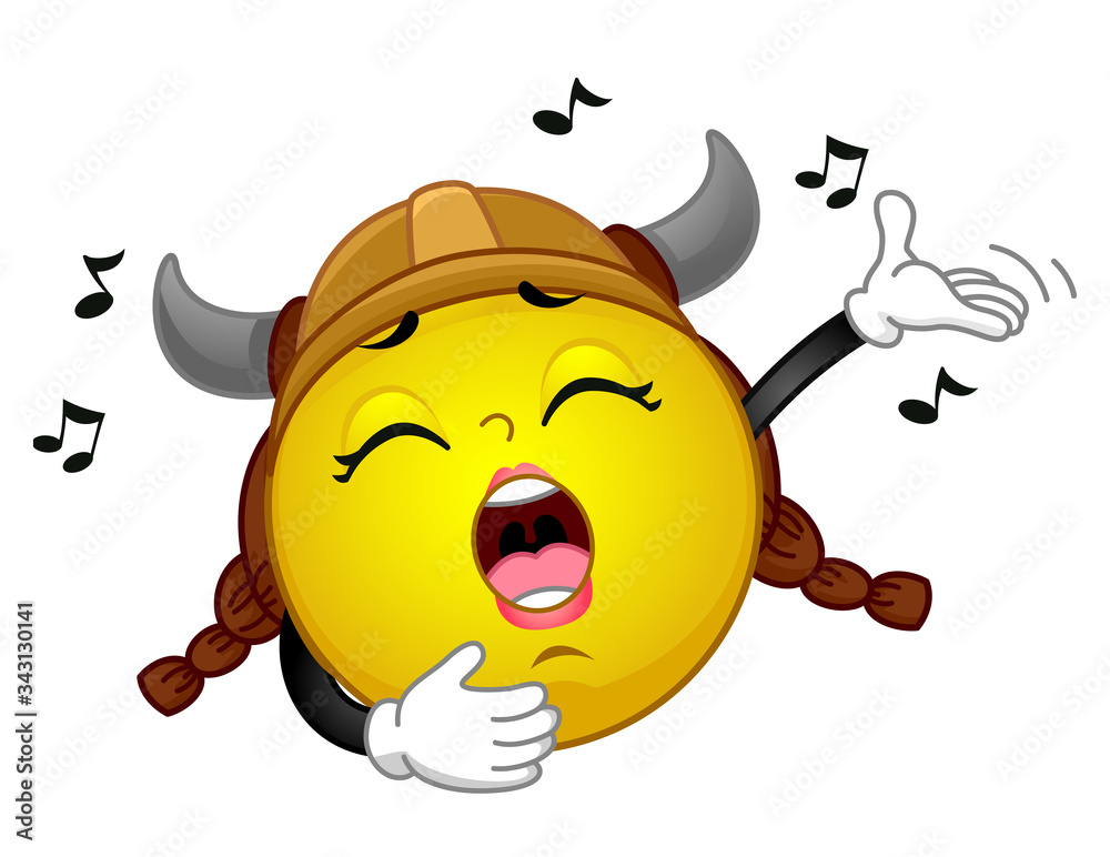 Smiley Mascot Girl Opera Singer Illustration Stock Vector | Adobe Stock
