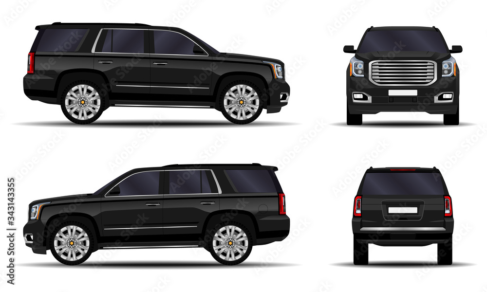 realistic SUV car. front view; side view; back view. Stock Vector ...