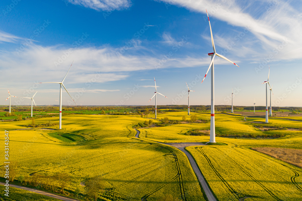 Windpark in der Uckermark im Land Brandenburg Stock Photo | Adobe Stock