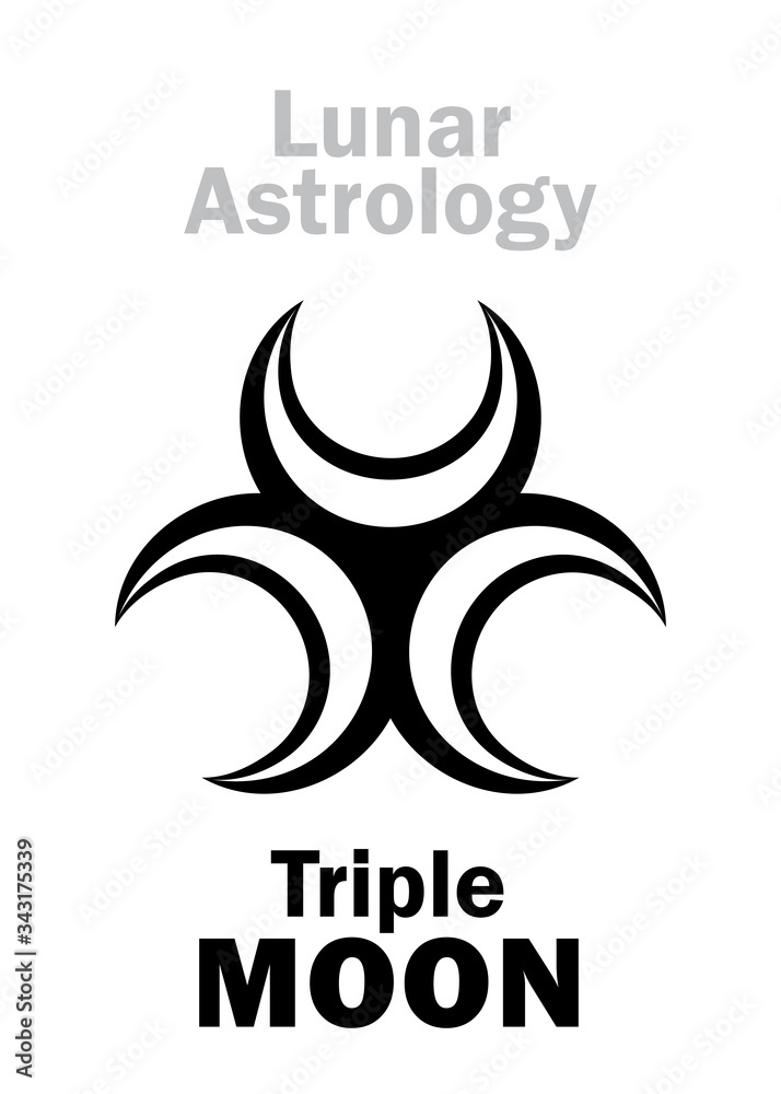Astrology Alphabet: Triple MOON. Mystical symbol of Three-faced Goddess ...