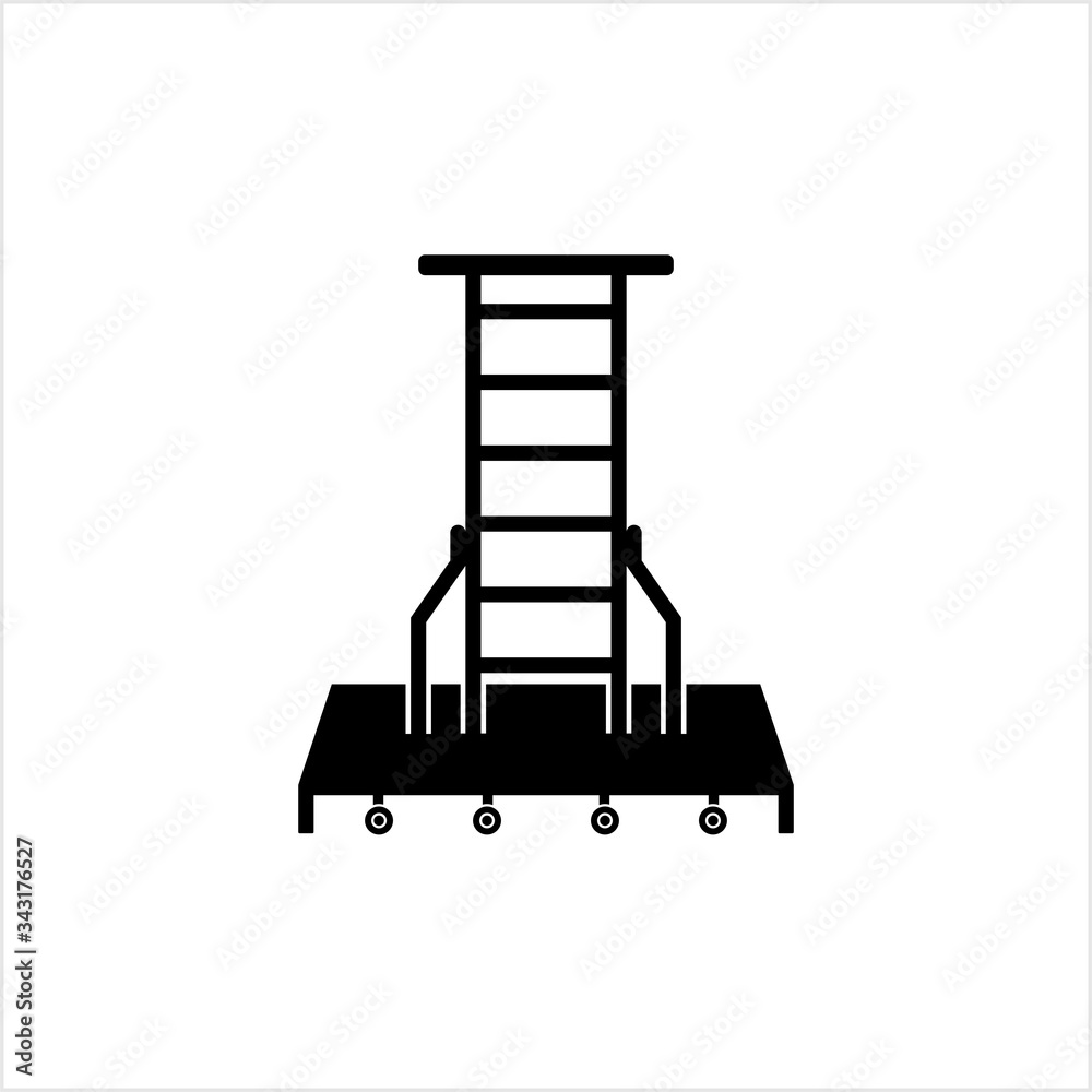Vetor de Movable Ladder Icon, Portable Ladder With Wheel And Locking ...