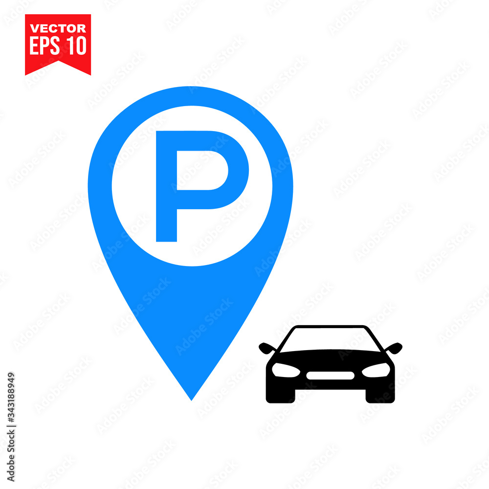 car parking sign map pointer icon sign symbol Flat vector illustration ...