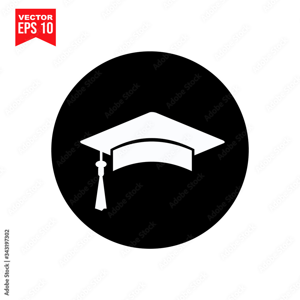 graduation cap and diploma icon symbol Flat vector illustration for ...