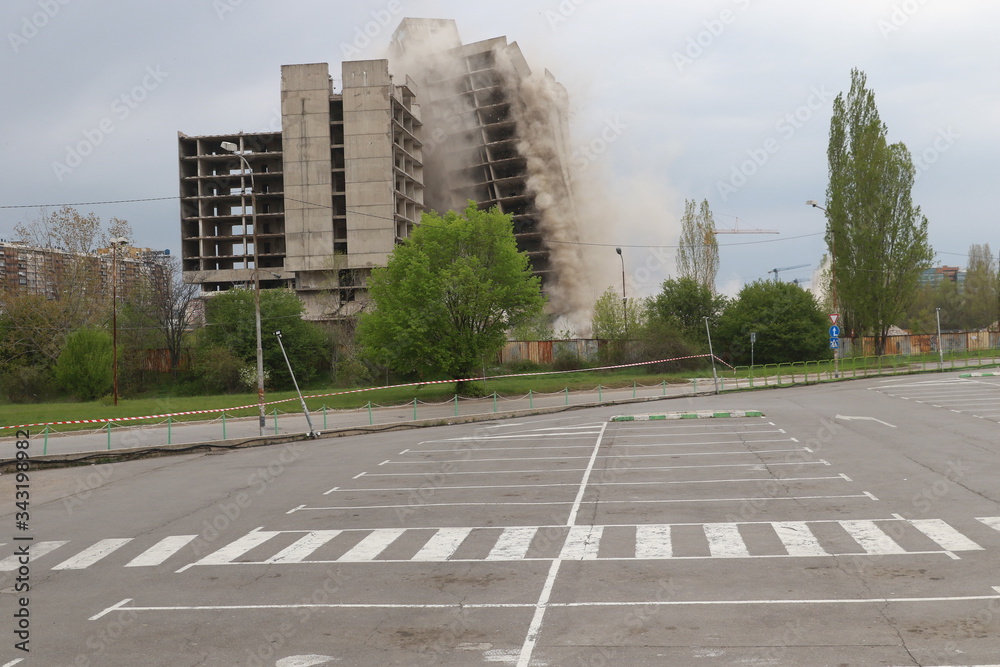 Sofia, Bulgaria - April 24, 2020: A 17-storey building from the 1980s ...