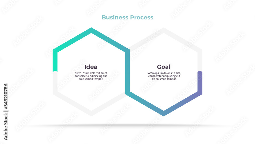 Business infographics. Timeline with 2 steps, options, hexagons. Vector template. Stock Vector ...