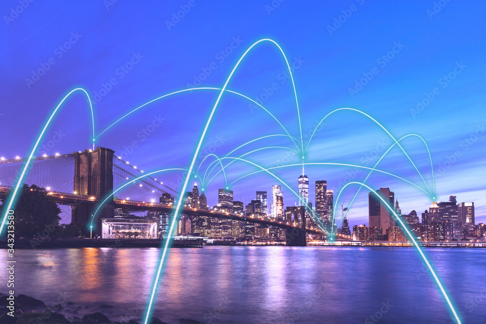 Foto de 5g smart city communication network concept in New York ...