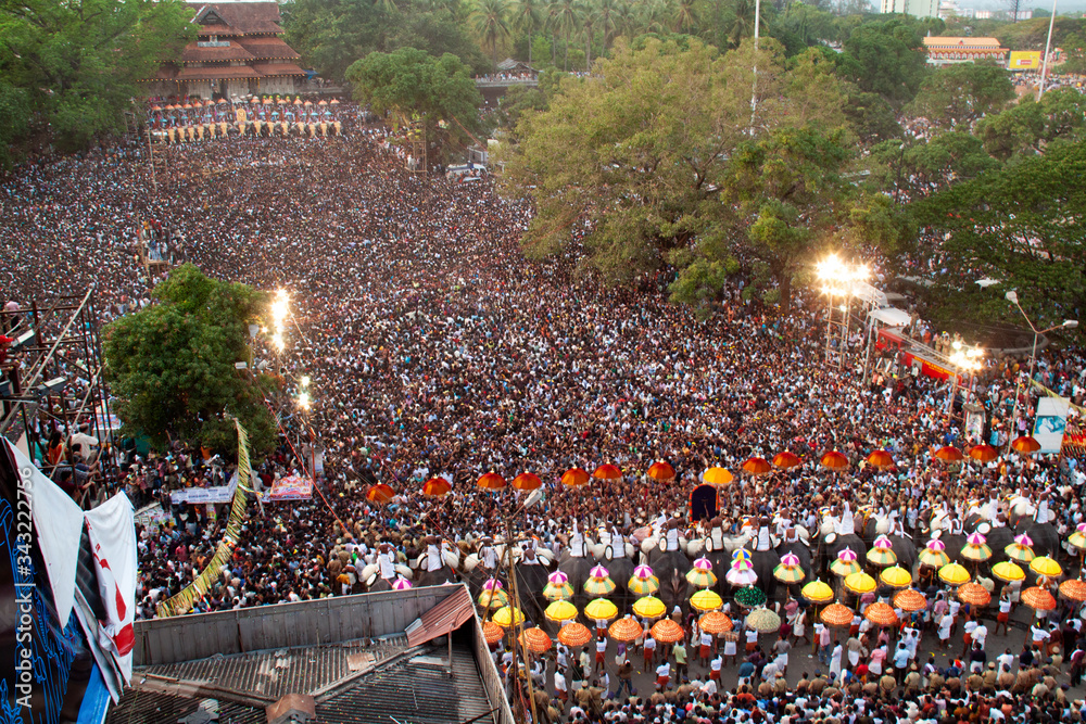 Thrissur Pooram festival in front of vadkkunathan temple,Kerala,India ...