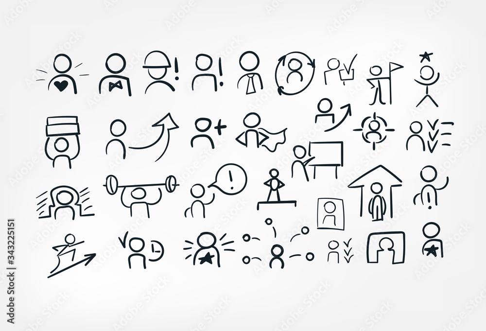 man icon line art doodle vector symbol sign concept set Stock Vector ...
