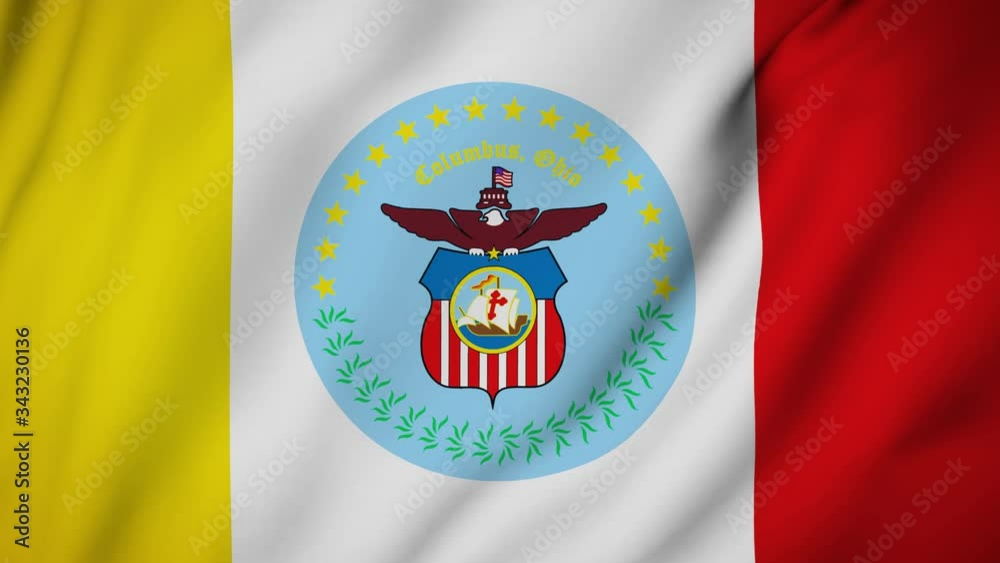 Columbus city of Ohio flag is waving 3D animation. Columbus city of ...