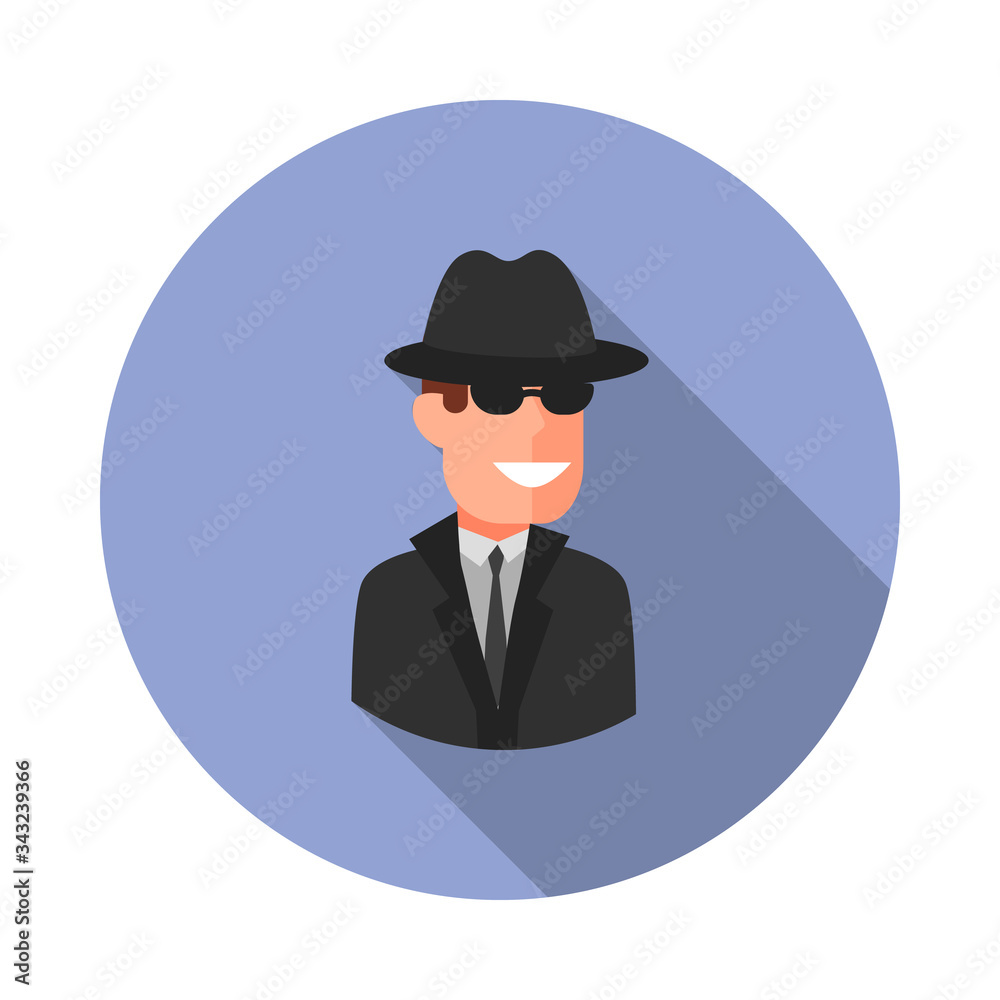 colored avatar of spy long shadow icon. Simple color vector of Avatar ...