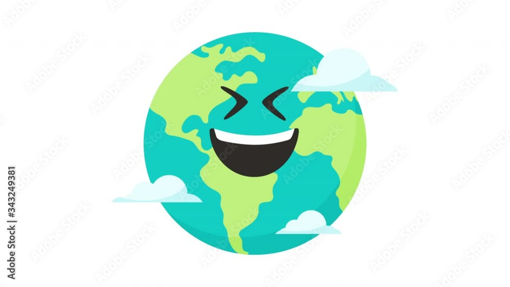 Animated colorful earth character globe emoji. Sustainable living ...