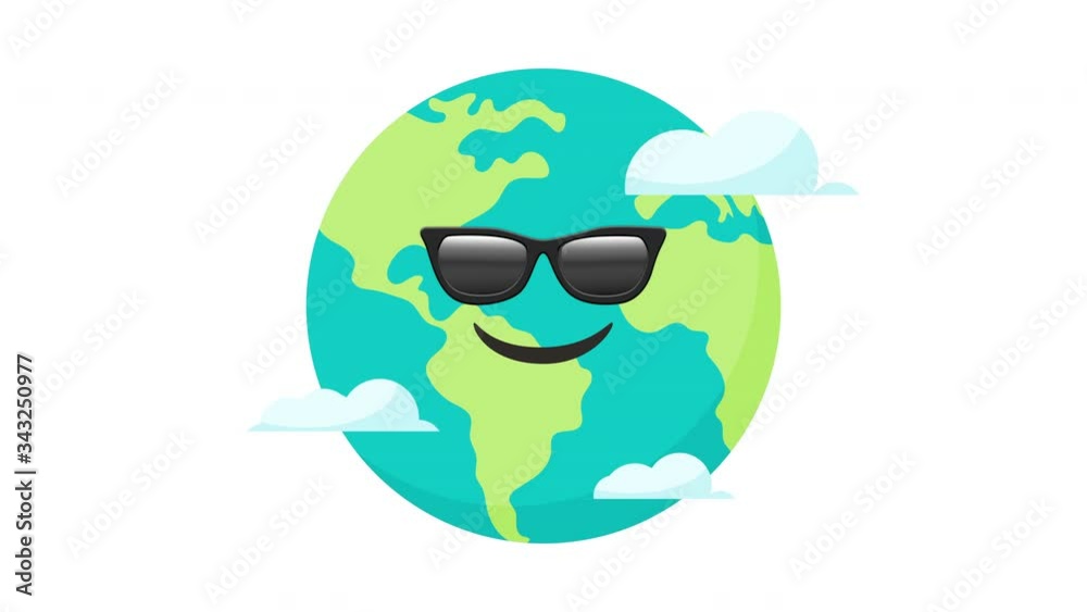 Animated colorful earth character globe emoji. Sustainable living ...