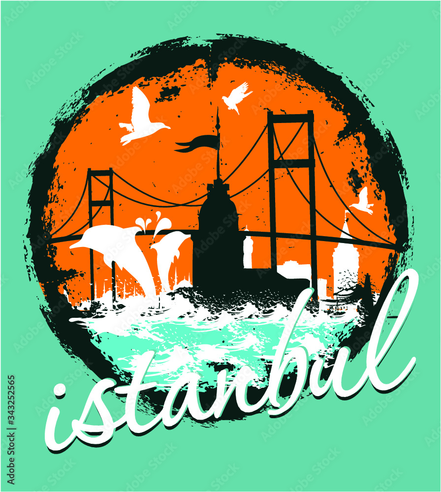 Istanbul city skyline print embroidery graphic design vector art Stock ...