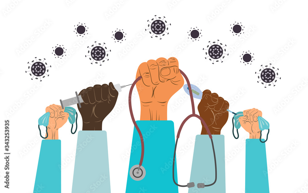 Doctors from different countries, nations, skin colors against of ...